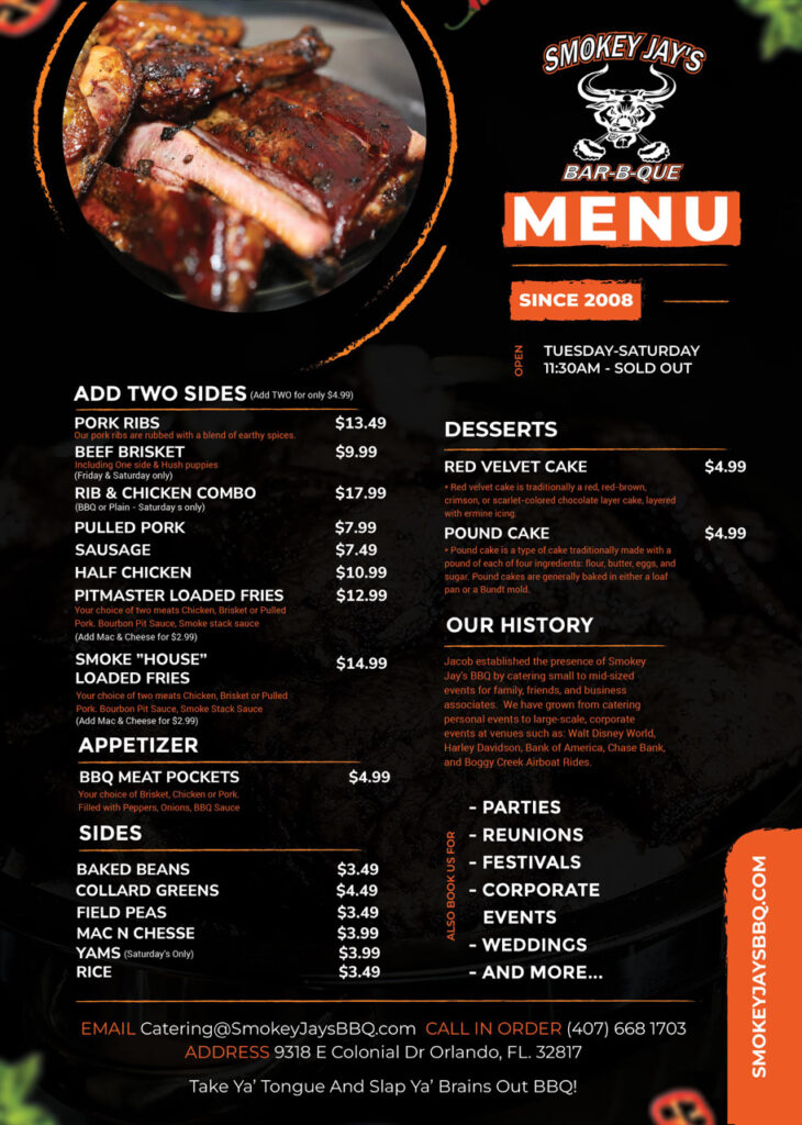 Our Menu – Smokey Jays BBQ